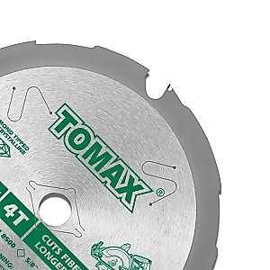 TOMAX PCDM61204 6-1/2 Inch 4 Tooth Polycrystalline Diamond Tipped (PCD) Hardie Fiber Cement Saw Blade with 5/8-Inch DMK Arbor