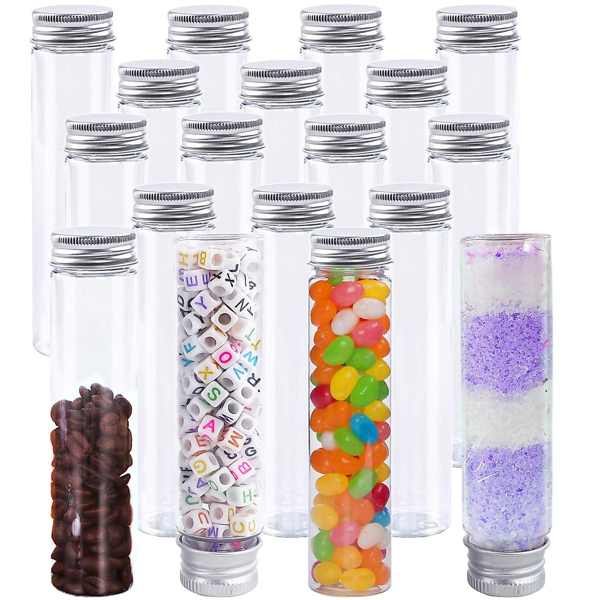 18 Pack 110 ML Plastic Test Tubes with Caps Clear Candy Tubes for Bath Salt Christmas Candy Storage Halloween Science Party Favors
