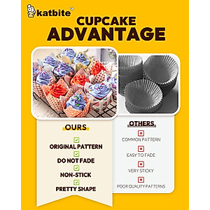 Katbite Tulip Cupcake Liners 200PCS, Muffin Baking Cupcake Liners Holders with French Style Leaves Design, Baking Cups, Cupcake Wrapper for Party, Wedding, Birthday, Christmas Cupcake Liners
