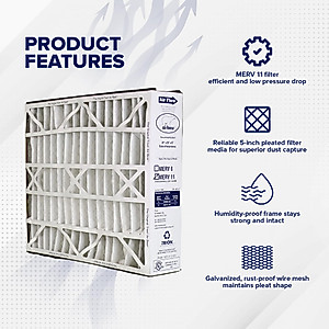 Trion 3 Pack Pleated Air Filter, Air Bear MERV 11 for HVAC/Furnace, 20x25x5 in.