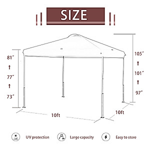 SlowSnail Premium Outdoor Pop Up Canopy Tent: 10' x 10' Ultimate Collapsible Portable Canopy with Steel Frame and Top Vent, Adjustable Legs & Foldable Design, Black