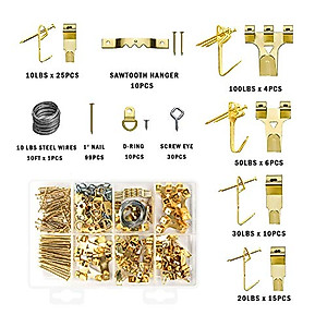 Picture Hanging Kit, Picture Frame Hanger Tool, Heavy Duty Photo Hanger Accessories with Multifunction Picture Frame Level Ruler Bubble Level Measuring Tool for Marking Position