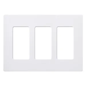 Lutron Claro 3 Gang Decorator/Rocker Wallplate, Gloss, White (1-Pack) | CW-3-WH