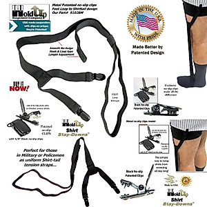 Hold-Ups Stay-downs Dress Shirt Stays Y-Style Metal with USA Patented No-slip Clips