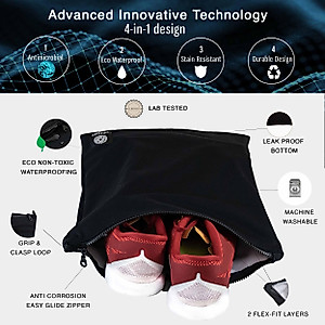 Waterproof Sweaty Clothes Bag Antimicrobial Wet Dry Pouch Inhibits Bacteria & Smelly Odor from Dirty Sport Laundry & Swimsuits for Fresh Gym Bag & Travel Luggage 14.5 X 17 inch Eco Made In USA