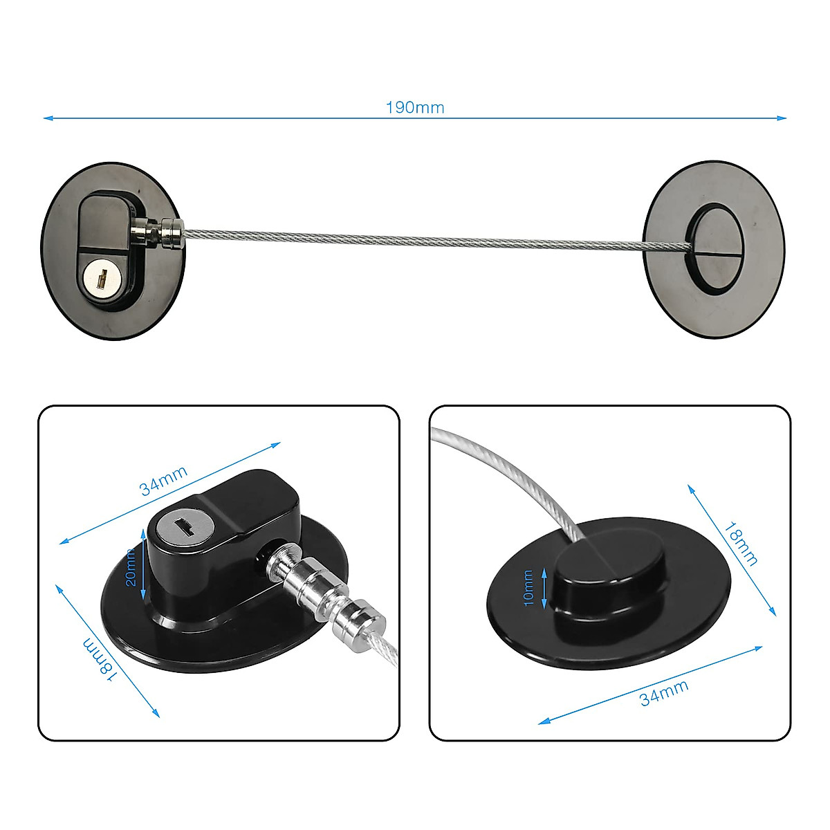 UD Refrigerator Door Locks, Child Safety Lock with Key Suitable Drawer, Washing Machine, Toilet, Window, Cabinet and Other furnitureEach Set Comes with Two Keys, 2pcs(YX3AQS-004-Black-02)