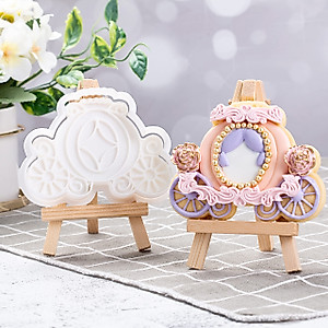 Flycalf Princess Cookie Cutters Biscuit Cutter Baking with 3D Stamper Biscuit Carriage Shape PLA Accessories Cutter Molds Gifts Decorative Party 3.5" Kitchen Cake Supplies