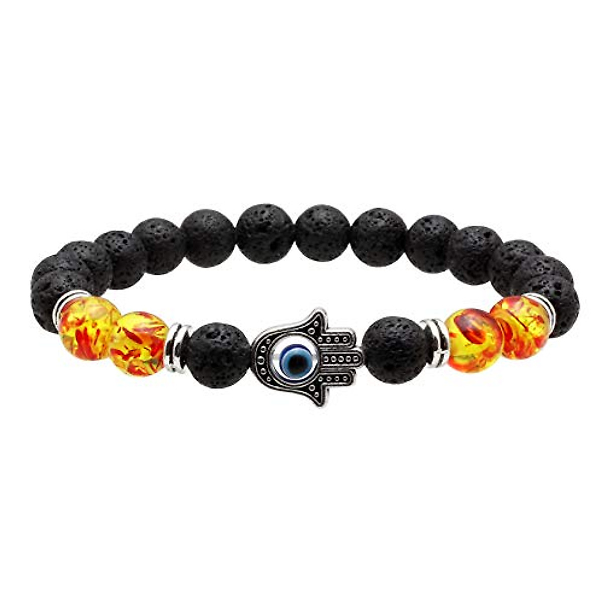 MILAKOO 7 Pcs Evil Eye Bracelet Lava Stone Beads Essential Oil Diffuser Bracelet for Men Women