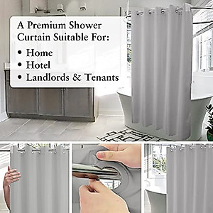 Extra Long No Hook Grey Shower Curtain or Liner Soft Microfiber - 84" Length Fabric Shower Curtain Liner Set, Machine Washable & Water Repellent, Gray, 71x86