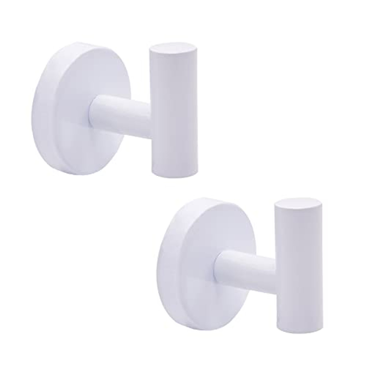 Biomoty Towel Hooks White, 2 Pack SUS304 Stainless Steel Wall Hooks for Hanging, Heavy Duty Coat Robe Clothes Hook Wall Mounted for Bathroom Bedroom Kitchen (White)