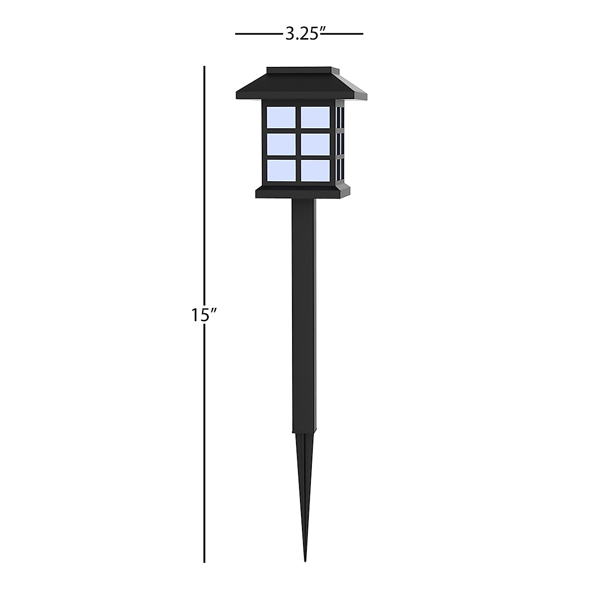 Pure Garden Solar Powered Lights (Set of 6)- LED Outdoor Stake Spotlight Fixture for Gardens, Pathways, and Patios, Black, 15” (H) x 3.25” (L) x 3.25” (W) (Pack of 2)