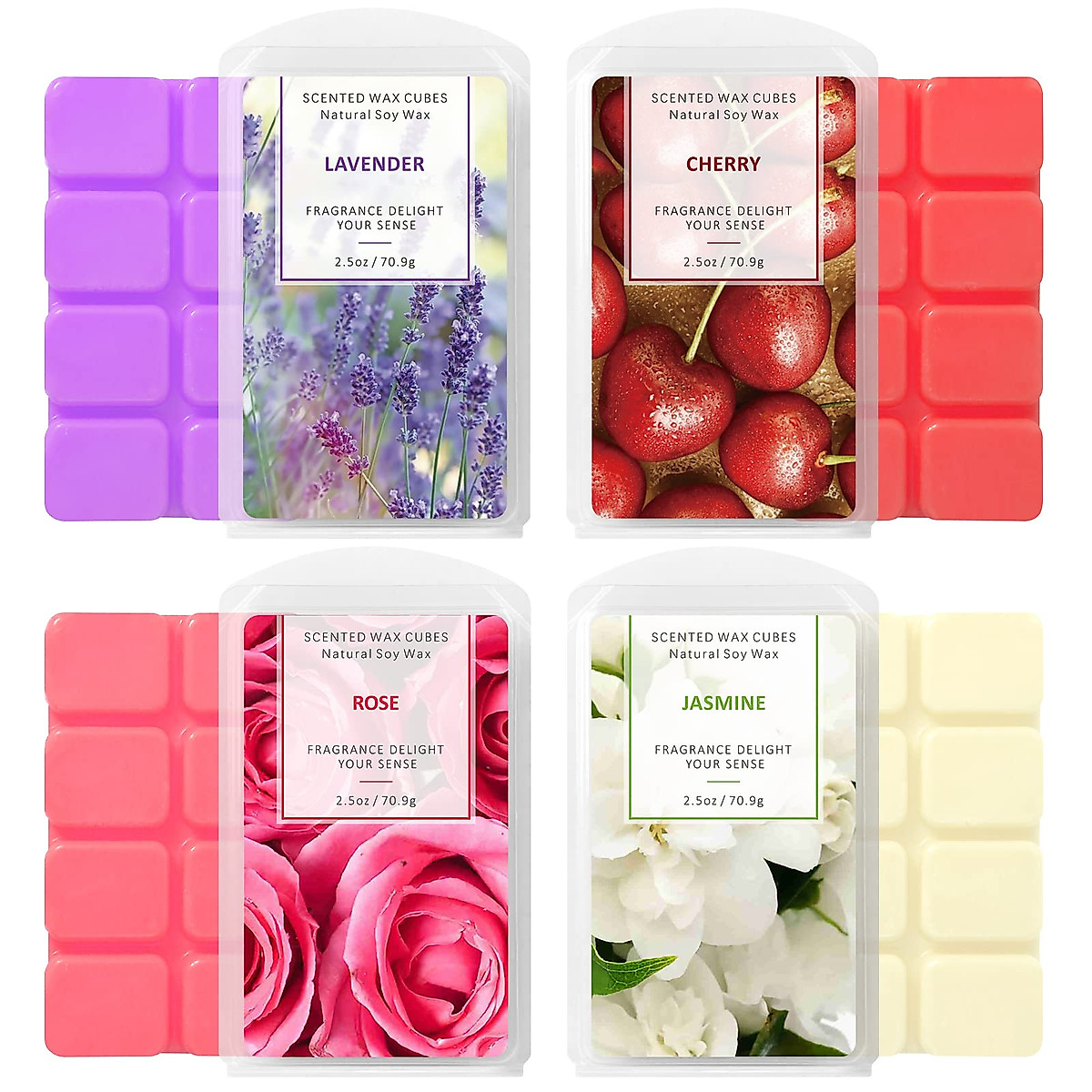 LA BELLEFÉE Wax Melts Wax Cubes, Natural Soy Wax Cubes Candle Melts, Scented Wax Melts for Wax Warmer Valentines Day Gifts Decor, Floral of Rose, Lavender, Jasmine, Cherry for Spa Relaxing, Bath, Yoga