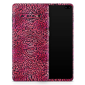 DesignSkinz Red Watercolor Leopard Pattern Protective Vinyl Decal Wrap Skin Cover Compatible with The Samsung Galaxy S20 (Screen Trim & Back Glass Skin)