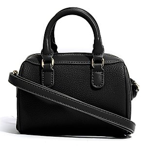 Like Dreams Women's Everyday Fashionable Micro Mini Barrel Vegan Leather Crossbody Handbag (Black)