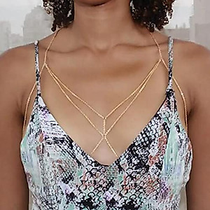 Tgirls Layered Bikini Belly Chain Gold Body Chain Bra Body Chains Beach Body Jewelry for Women