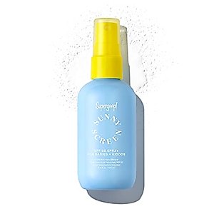 Supergoop ! Sunnyscreen 100% Mineral Spray SPF 50 - 3 . 4 fl oz , Pack of 2 - Face & Body Sunscreen for Babies & Kids - Pediatrician Tested , Hypoallergenic , Fragrance & Silicone Free