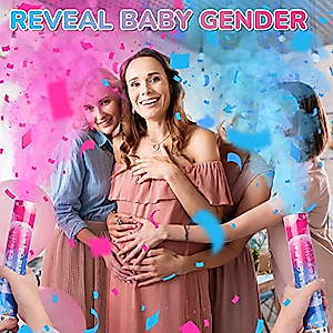 NiToy Gender Reveal Confetti Cannons 1 Pink+1 Blue, Gender Reveal Confetti Powder Cannon, Gender Reveal Decorations and Baby Gender Reveal Party Supplies, 100% Biodegradable Confetti Poppers
