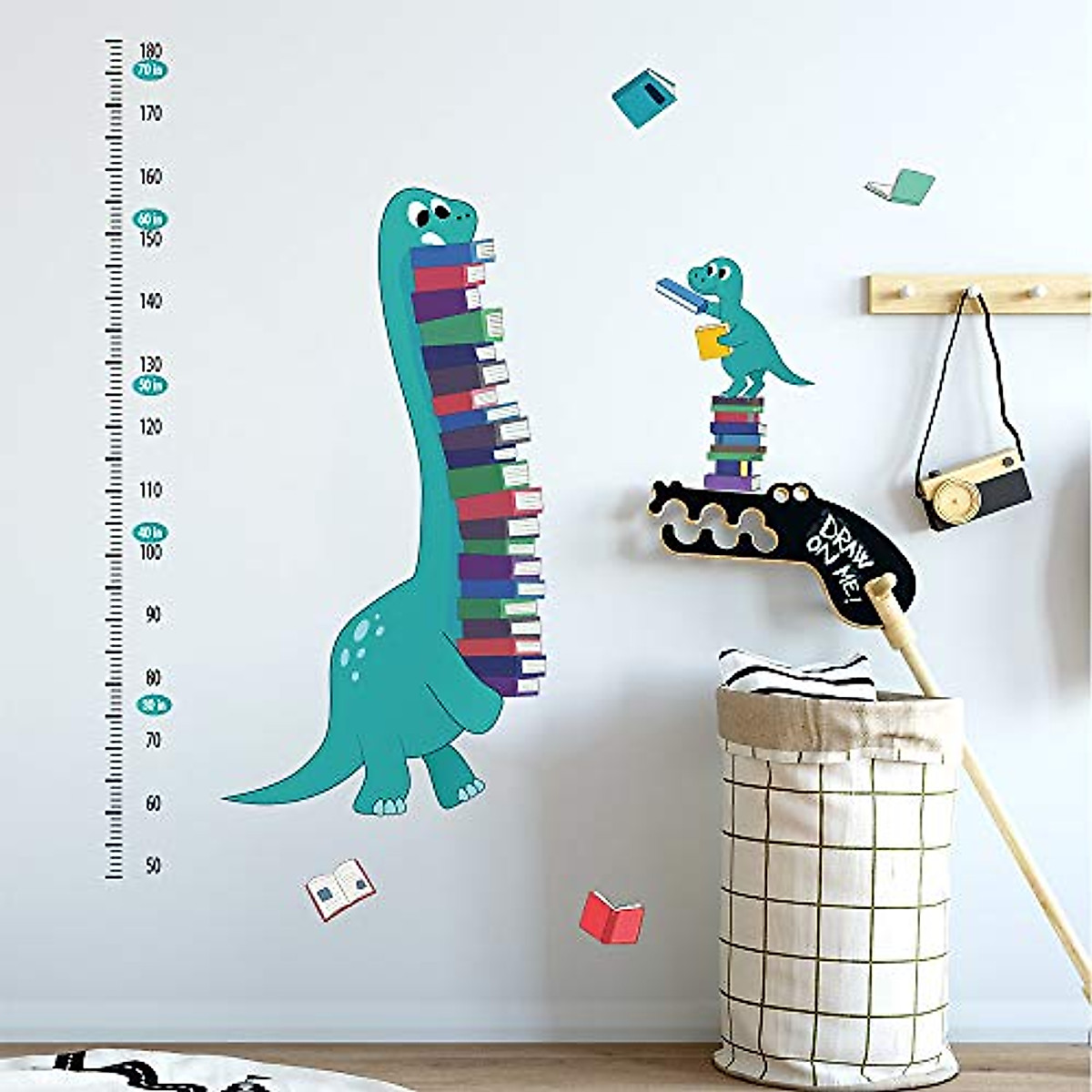 ufengke Dinosaurs Height Charts Wall Stickers Books Growth Wall Decals Art Decor for Kids Bedroom Baby Nursery