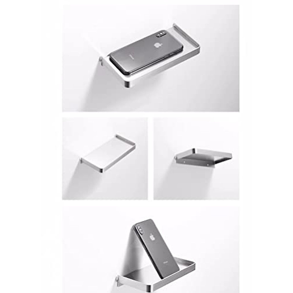 YISMAN Stainless Steel Toilet Phone Holder, Wall Mounted Storage Shelves, Multifunctional Item Tray Free Punching