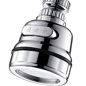 EIGSO Movable Kitchen Sink Aerator - 360° Rotatable Faucet Sprayer Head Replacement for Kitchen, Multi-function Anti-Splash Tap Aerator Faucet Nozzle with 3 Modes Adjustment, Silver