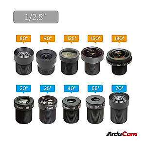 Arducam M12 Lens Set, Arducam Lens for USB Camera(1/2.7” 1/2.8″ 1/2.9″), Telephoto, Macro, Wide Angle, Fisheye Lens Kit (20°- 180°) with M12 Lens Holder and Cleaning Cloth, Optical All-in-One