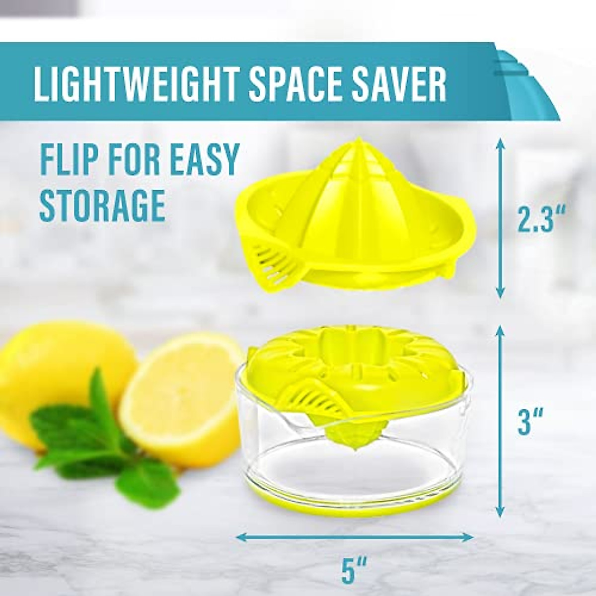 ARK Reamer Lemon Squeezer - Citrus Juicer, BPA-Free, Anti-Slip Hand Press w/Measuring Cup - Easy to Use & Clean Manual Juicers for Fresh Orange or Lime Juice - Kitchen Gadgets