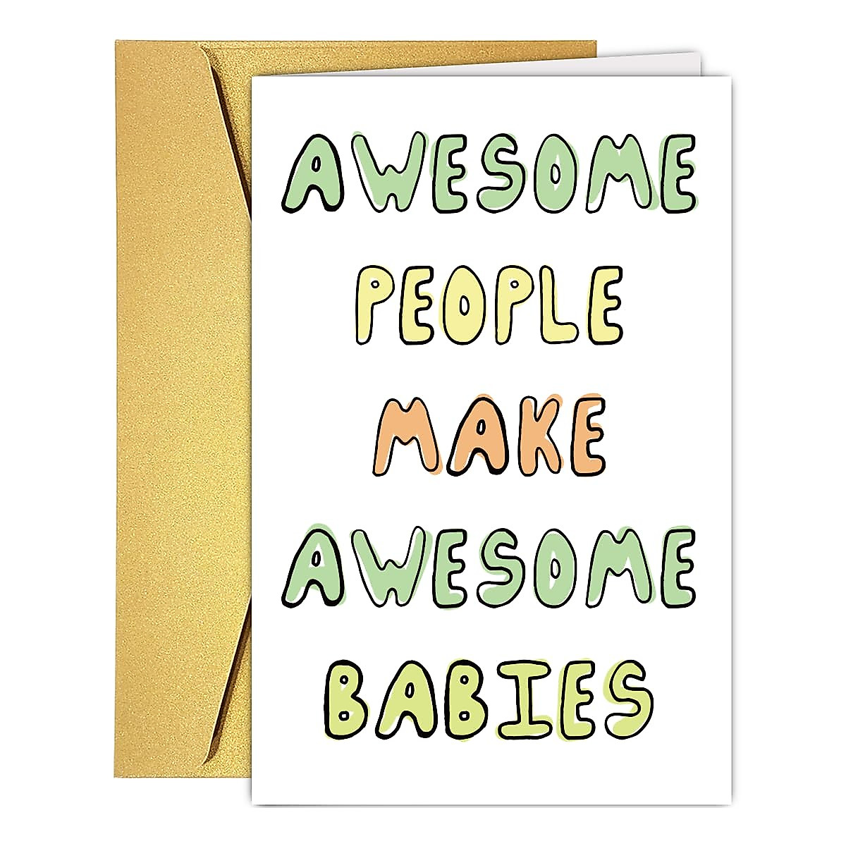 UUEFKTN Baby Shower Card for Him Her, Baby Shower Card for New Mum New Dad Friend, Shower Card for New Baby, Funny Baby Expecting Card, New Baby Arrival Card, Congratulations Pregnancy Card
