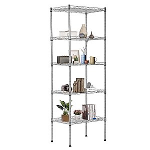 FDW 5 Tier Wire Shelving Adjustable Metal Shelves 17L x 12W x 48H NSF Pantry Shelves Storage Rack Shelving Units for Kitchen Garage Small Places Commercial,Chrome