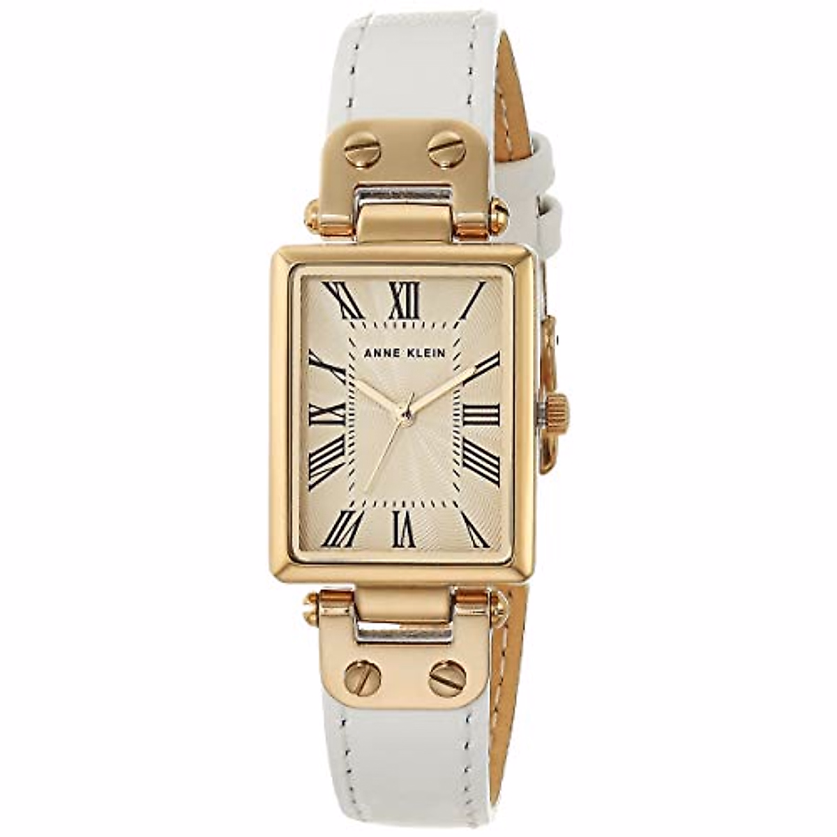 Anne Klein Women's Japanese Quartz Dress Watch with Leather Strap, White, 12 (Model: AK/3752CRWT)