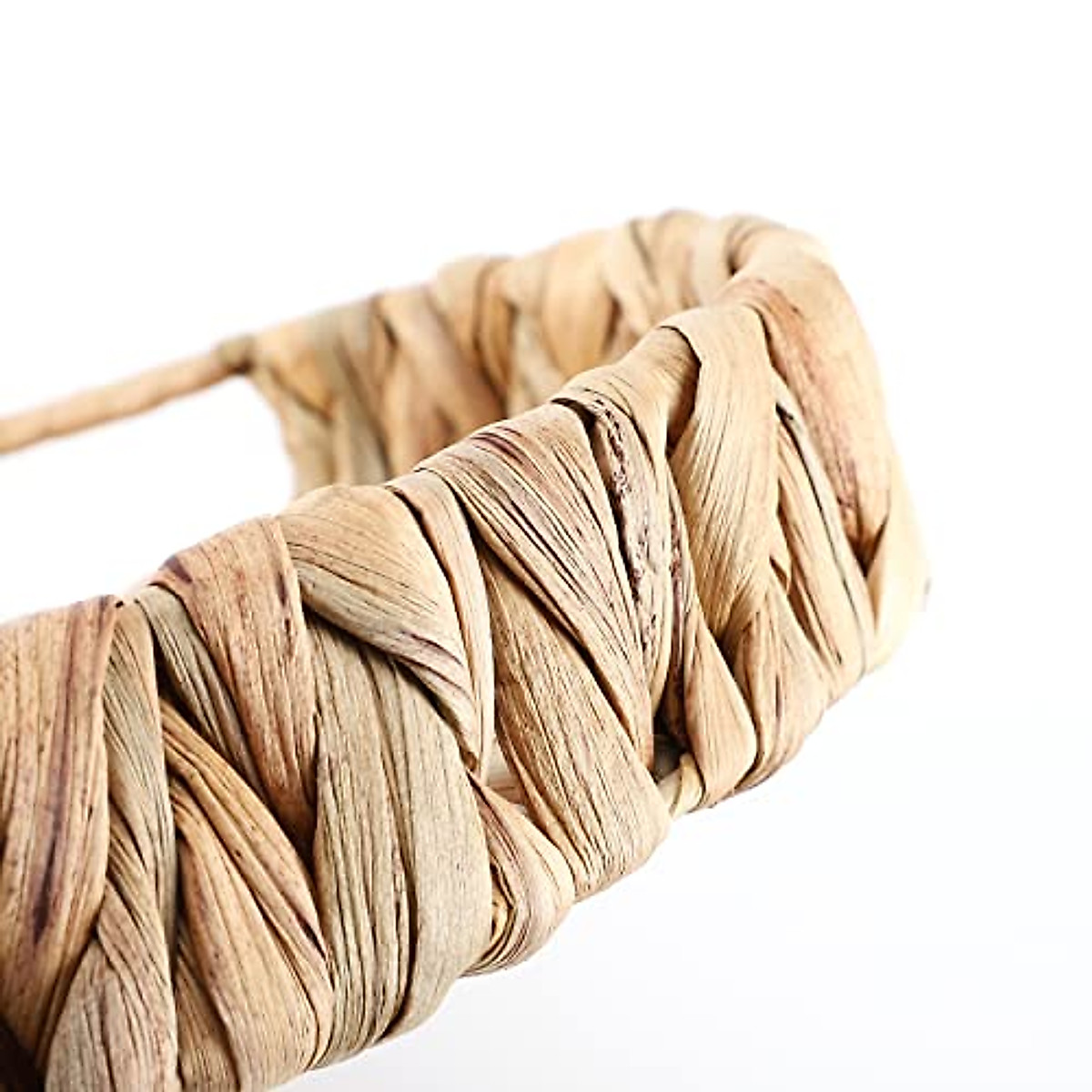 YRMT Water Hyacinth Serving Tray Round Woven Tray with Handles Boho Decorative Tray for Breakfast, Coffee, Table, Dining 13" x 13" x 2.3"