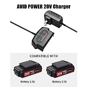 AVID POWER 20V Max Lithium Ion Battery Charger, Compatible with Avid Power 20V Batteries, Not Compatible with Avid Power Impact Wrench-ACIW326