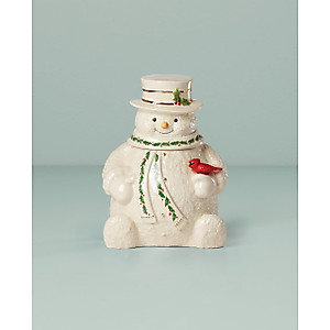 Lenox 892957 Happy Holly Days Snowman Cookie Jar, 4.85, Ivory