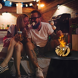 Sapbontchi Table Top Firepit, Small Fire Pits for Outside Patio/Indoor Portable Tabletop Fire Pit in Golden, Modern Home Tabletop Decor Clearance Living Dining Room Patio Balcony Backyard Garden