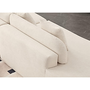 Tosaronia 130.5"*37" Modern Curved Combination Sofa with Terrycloth Fabric,3 Pillows Minimalist Sofa Couch for Primary Living Space, Living Room, Apartment, Office, Bedroom(Beige)