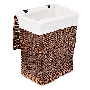 BIRDROCK HOME Woven Willow Baskets with Liner for Storage and Laundry - Set of 5 - Rectangular Hamper Bins with Lids - Decorative Wooden Wicker Basket for Organizing Blankets - Baby Organizer - Brown