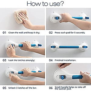 TAILI Suction Shower Grab Bar + Shower Caddy Bathroom Safety Handle Bathroom Organizer No Drilling and Removable Suction Mounted