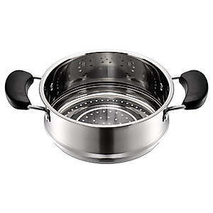 ZENFUN Stainless Steel Steamer Pot with Basket, 1.8 Quart Stock Pot with Glass Lid, Mini Steaming Pot Cookware with Handle, Metal Cooking Steamer for Vegetable, Stews, Pasta, Sauce, Food, Support for