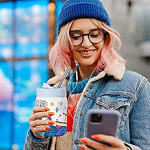 PYD Life Sublimation Mason Jar Tumbler Blanks White 16 OZ with Silicon Lid and Metal Straw Stainless Steel Cups Mugs for Cricut Mug Press and Tumbler Press Print 4 Pack