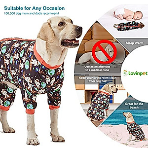 LovinPet Dog Shirt/Dog Onesie XL/Dog Sun Shield Shirt/Space Astronauts Black Print/Lightweight Pullover, Large Puppy PJ's/Full Coverage Dog PJ's/XL