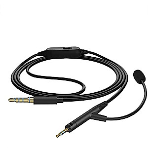 Geekria Boom Mic Headphones Cable Compatible with ATH M70X M60X M50X Headsets, 2.5mm Jack Nylon Braided Replacement Cord with Boom Microphone and Volume/Mute Control for Gaming & Meeting (5.6 ft)