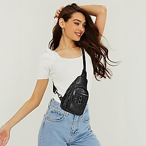 SUOSDEY Sling Bag Crossbody Bags for Women PU Leather Sling Backpack Travel Cycling Hiking