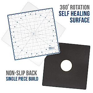 U.S. Art Supply 13.5" x 13.5" Rotary WHITE/BLUE High Contrast Professional Self Healing 7-Layer Durable Non-Slip Cutting Mat Great for Scrapbooking, Quilting, Sewing and all Arts & Crafts Projects
