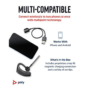 Poly Voyager Legend Wireless Headset (Plantronics) - Single-Ear Bluetooth w/Noise-Canceling Mic - Voice Controls - Mute & Volume Buttons - Ergonomic Design -Connect to Mobile/Tablet via Bluetooth -FFP