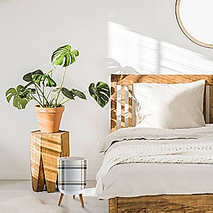 Trash Can with Lid Seamless Plaid Herringbone Classic Tartan Check Plaid for Scarf Poncho Wood Small Garbage Bin Waste Bin for Kitchen Bathroom Bedroom Press Cover Wastebasket 7L/1.8 Gallon