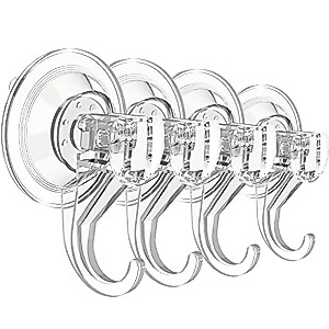 EAMOMORK Suction Cup Hooks for Shower, Large Clear Heavy Duty Suction Cup Hooks, Wreath Hangers for Front Door Window Glass Kitchen Towel Loofah Utensils (4 Packs)