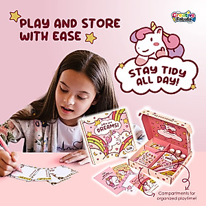 Unicorn Journal Stationary Set, Unicorns Gifts For Girls Age 5 6 7 8 9 10 12 Year Old, Big Cute Stationery Writing Pink Sticker Art, Kid Diary Notebook Pen Set, DIY Journaling Kit, Kawaii Toys