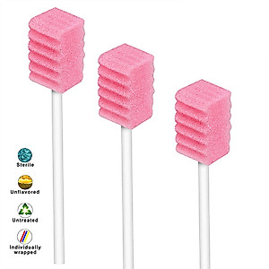 Wellgler's Disposable Oral Swabs,Sterile Sponge Mouth Swabs,Individually Wrapped (100pcs,Pink)