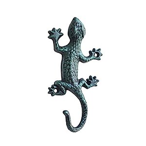 Wall Mount Cast Iron Gecko Shaped Hook Coat Hat Clothes Hanger/Cast Iron Decorative Wall Hook - Gecko Hook Hanger Holder Coat Apron Hat Towel Wall Hook, Wall Hanging Decoration Hook