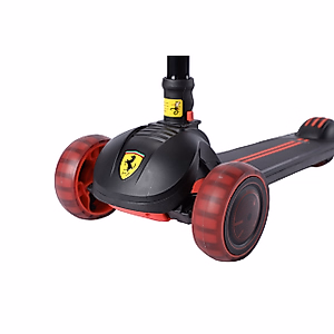 DAKOTT Ferrari Three Wheeled, Lean-to-Steer, Fold-to-Carry Italian-Designed Ferrari Scooter for Kids with Motion-Activated Light-Up Wheels for Ages 3-12 Years Old