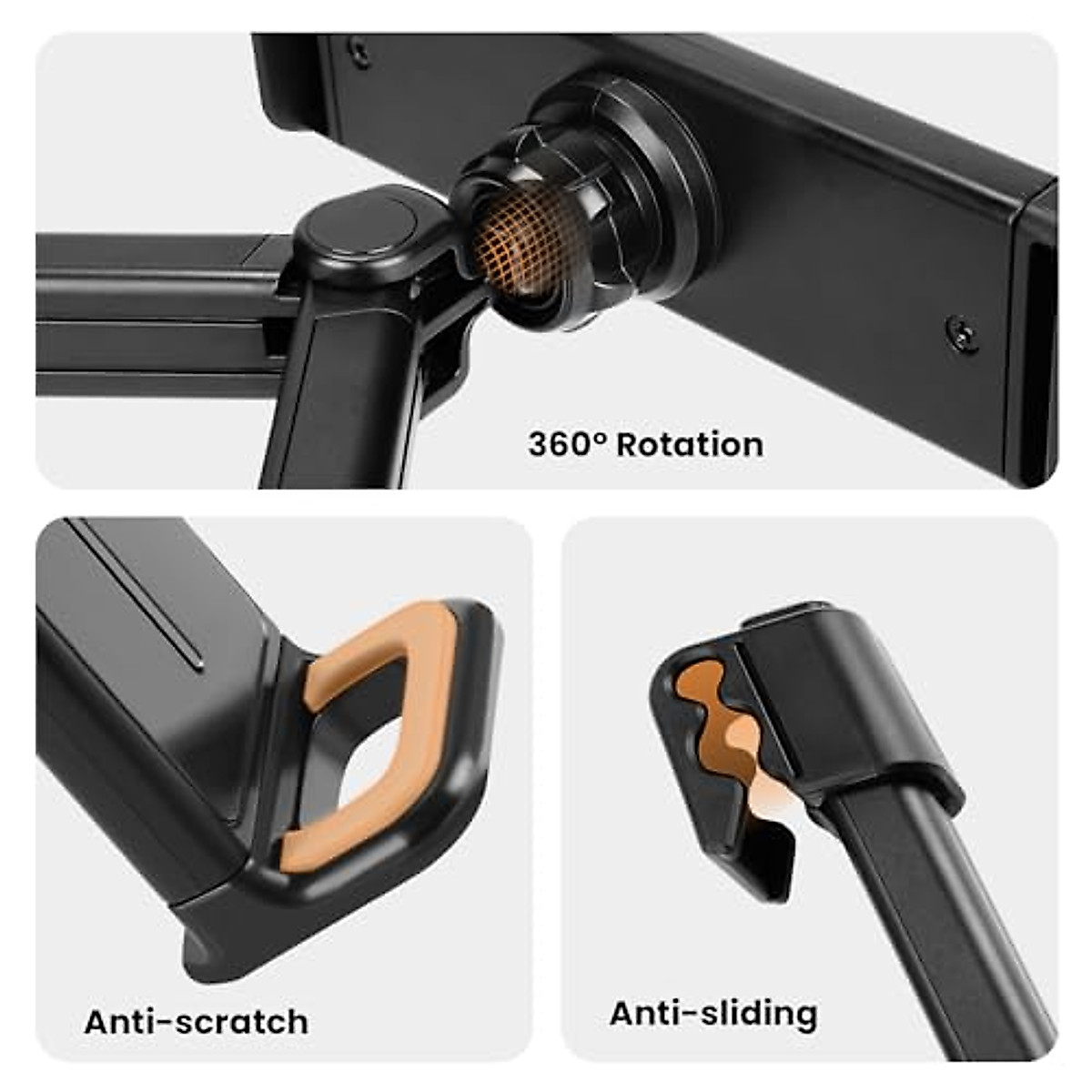 Holulo Tablet iPad Holder for Car Headrest Tablet Mount, Headrest Tablet Stand for Car Back Seat Compatible with iPad Pro Air Mini/Kindle Fire HD/Galaxy Tab/Switch OLED or Other 4.7”-12.9" Devices